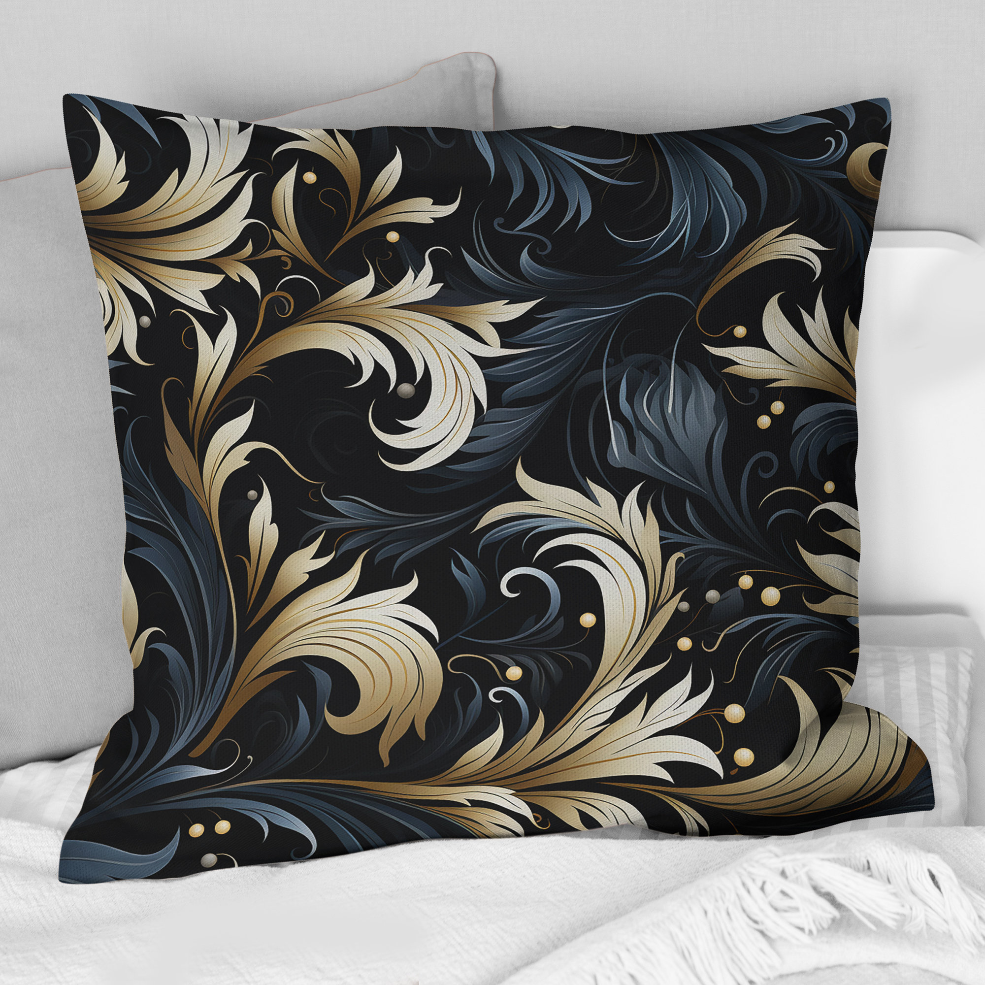Design Art Damask Black And Grey Calligraphy Flourishes I - Damask ...