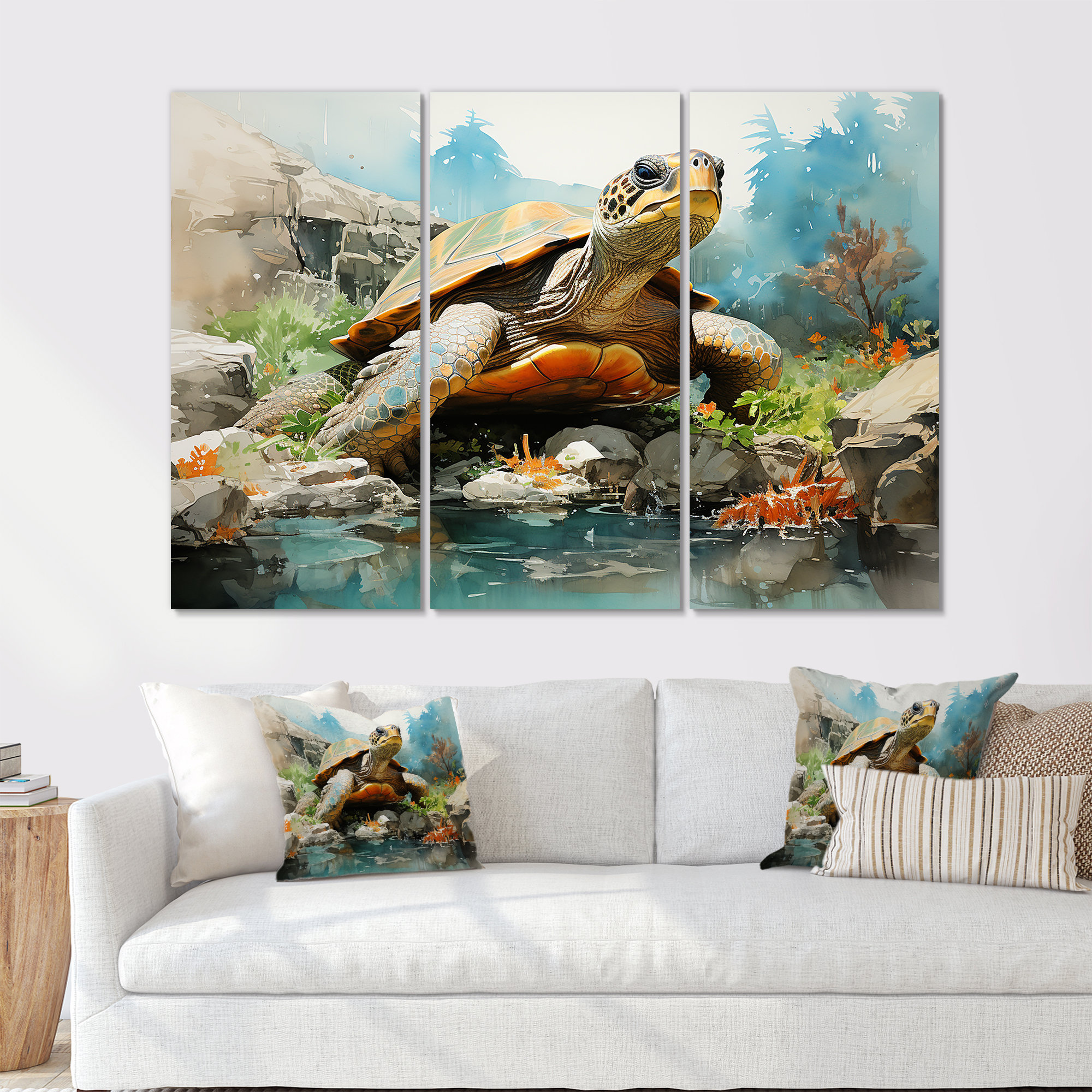 Bay Isle Home™ Contemporary Marine Life - Turtle Animal Canvas Art Set ...