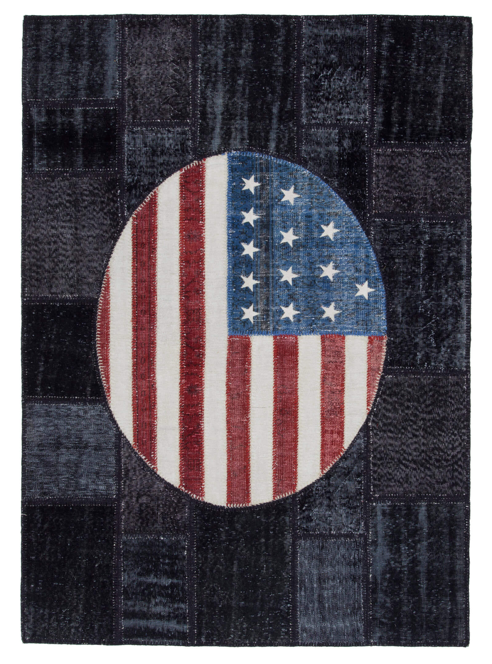 Lofy Flag Patchwork Black Flag Cotton Handmade Area Rug - Wayfair Canada