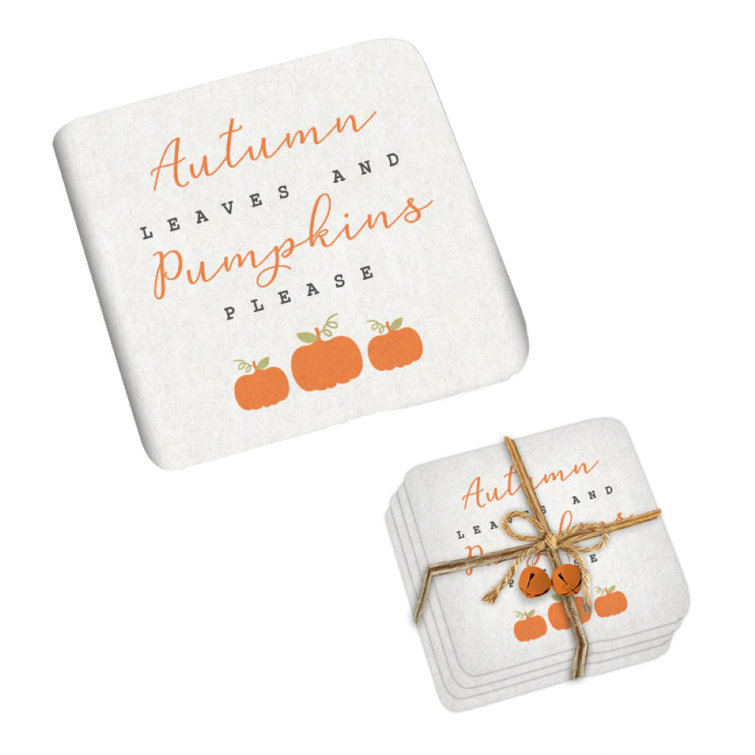 The Seasonal Aisle Pumpkins Please Coaster Set | Wayfair.co.uk