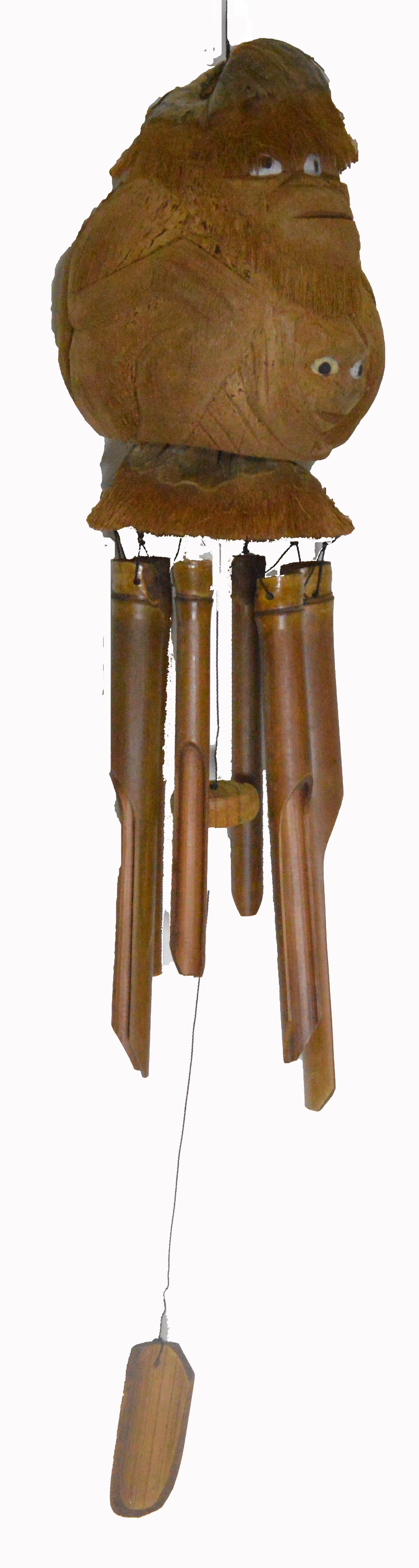 World Bazzar Hand Carved Beautiful Bamboo Coconut Monkey Face Wind ...