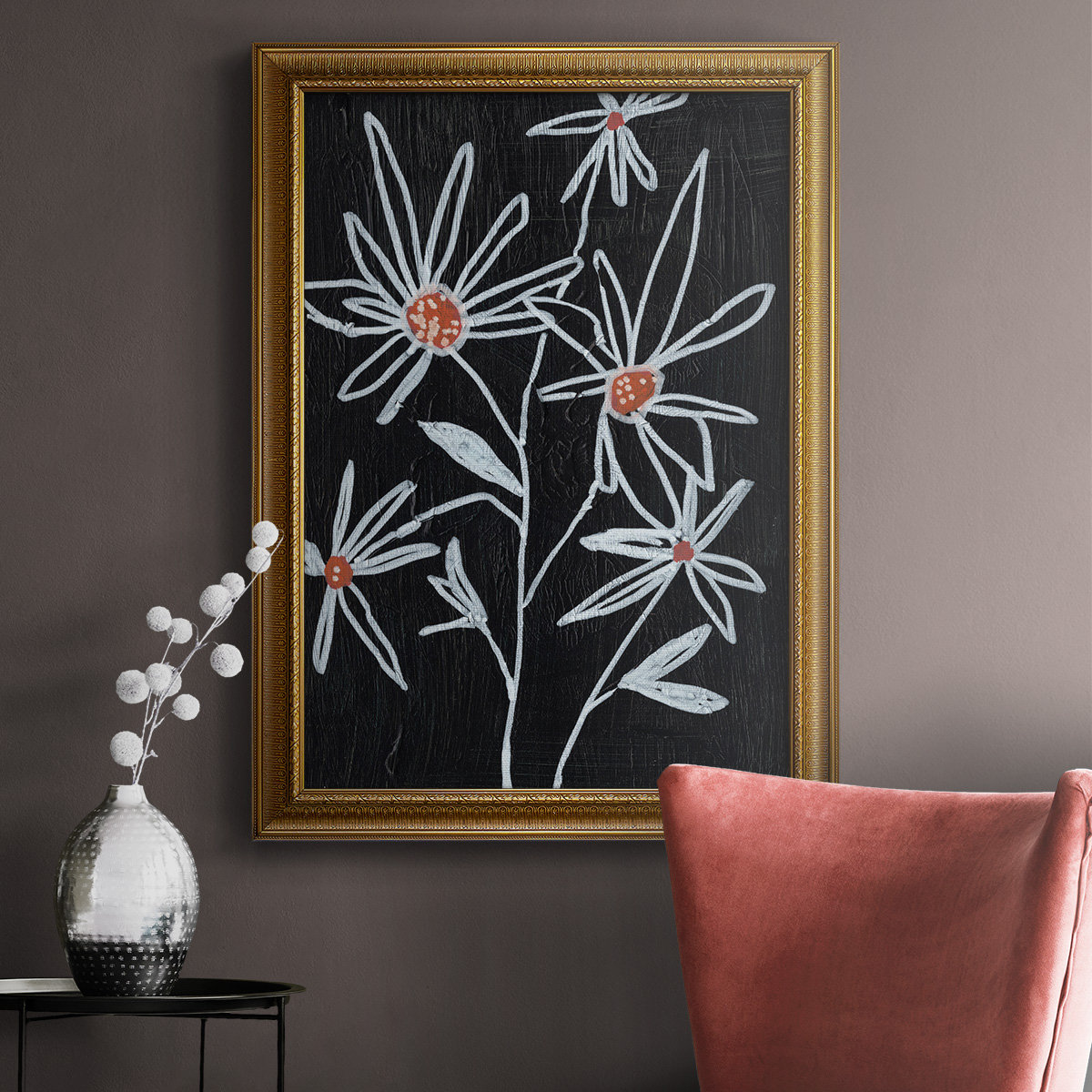 Red Barrel Studio® Flower Doodle I Premium Framed Canvas- Ready To Hang ...