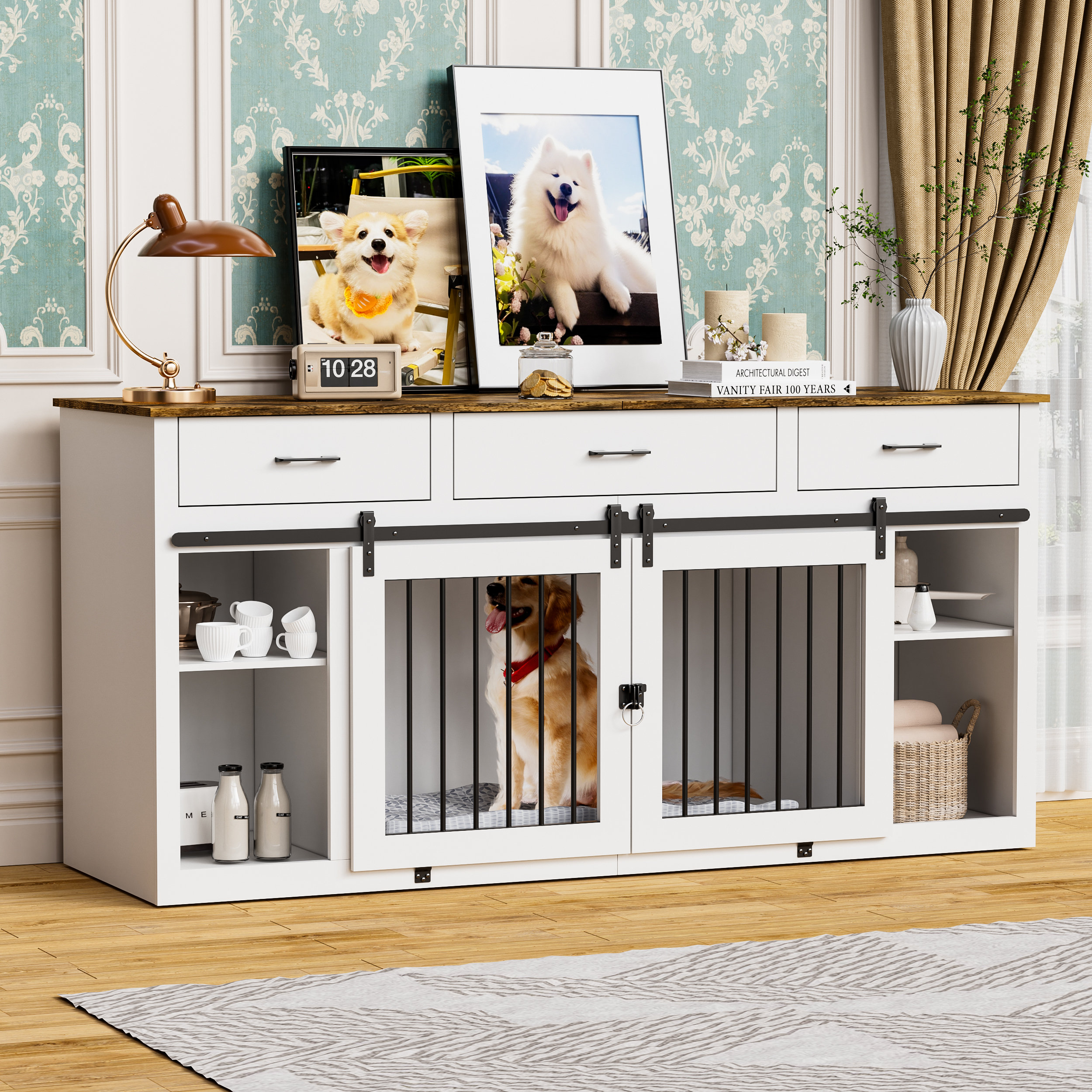 Tucker Murphy Pet™ Deshanda Large Dog Crate Furniture, 70.9" Wooden Dog ...