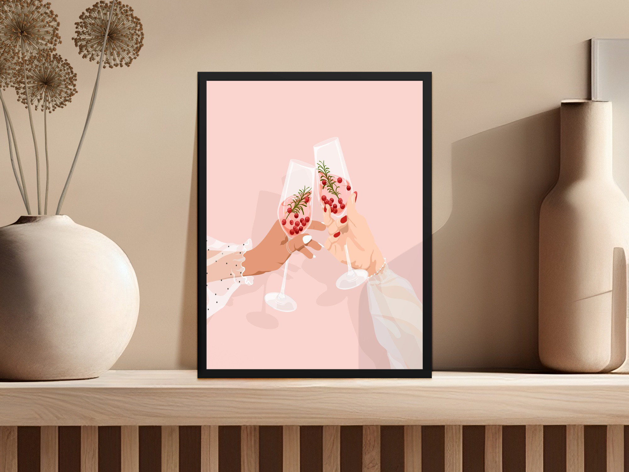 Lark Manor Cheers To Celebrations Elegant Illustration Framed Poster ...