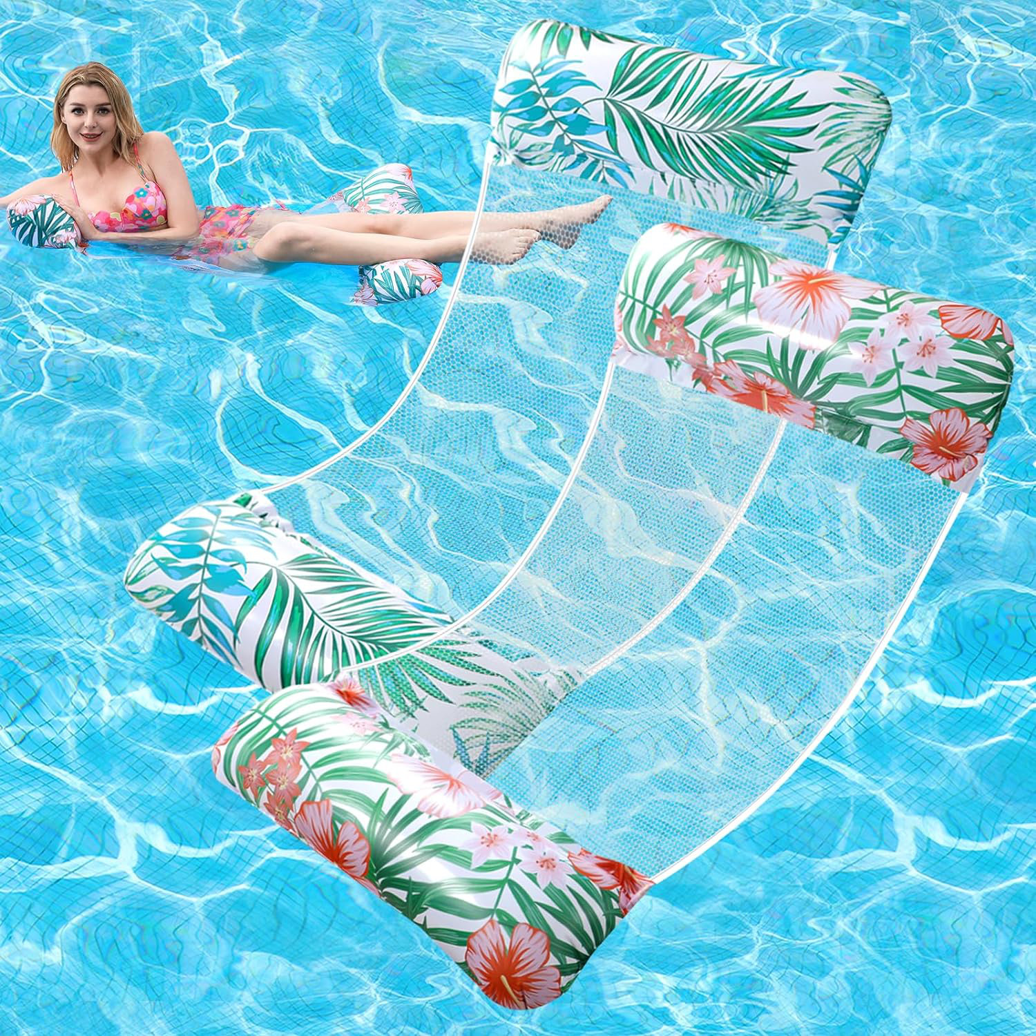 Utibia Pool Floats Adult - 2 Pack Pool Floats, Inflatable Pool Hammock ...