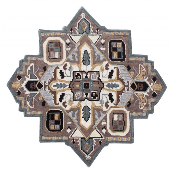 Union Rustic Aco Oriental Handmade Tufted Wool/Cotton Brown/Cream Area ...