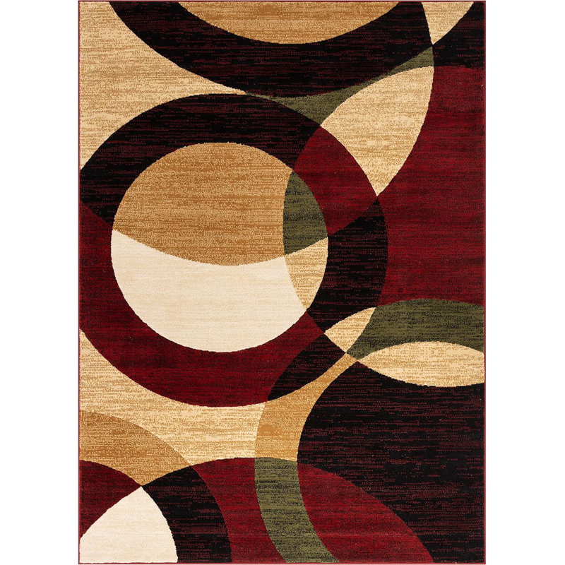 AMIPOR Well Woven Dulcet Bingo Red Modern Geometric Area Rug | Wayfair