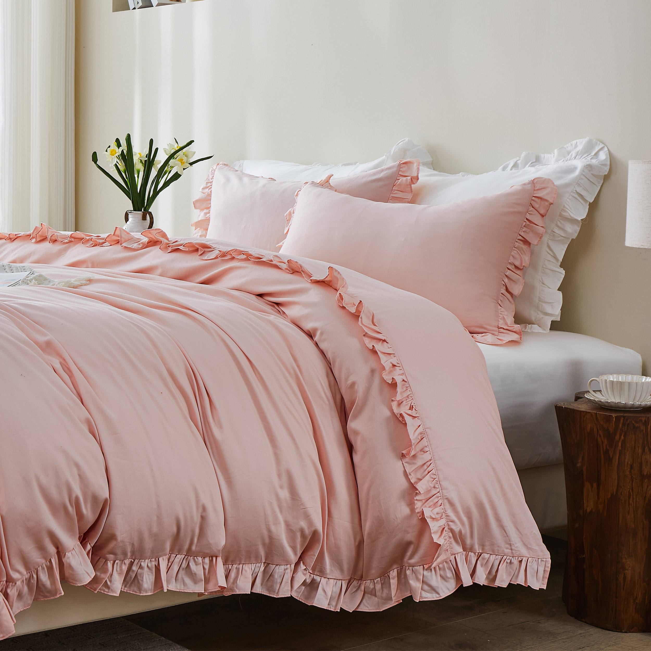BISELINA 100% Organic Cotton Duvet Cover Ruffle Set | Wayfair