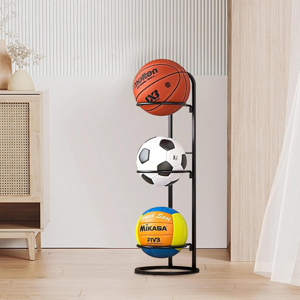 17 Stories 2Pcs Basketball Ball Storage Racks, Durable 3 Tier Cube Ball ...
