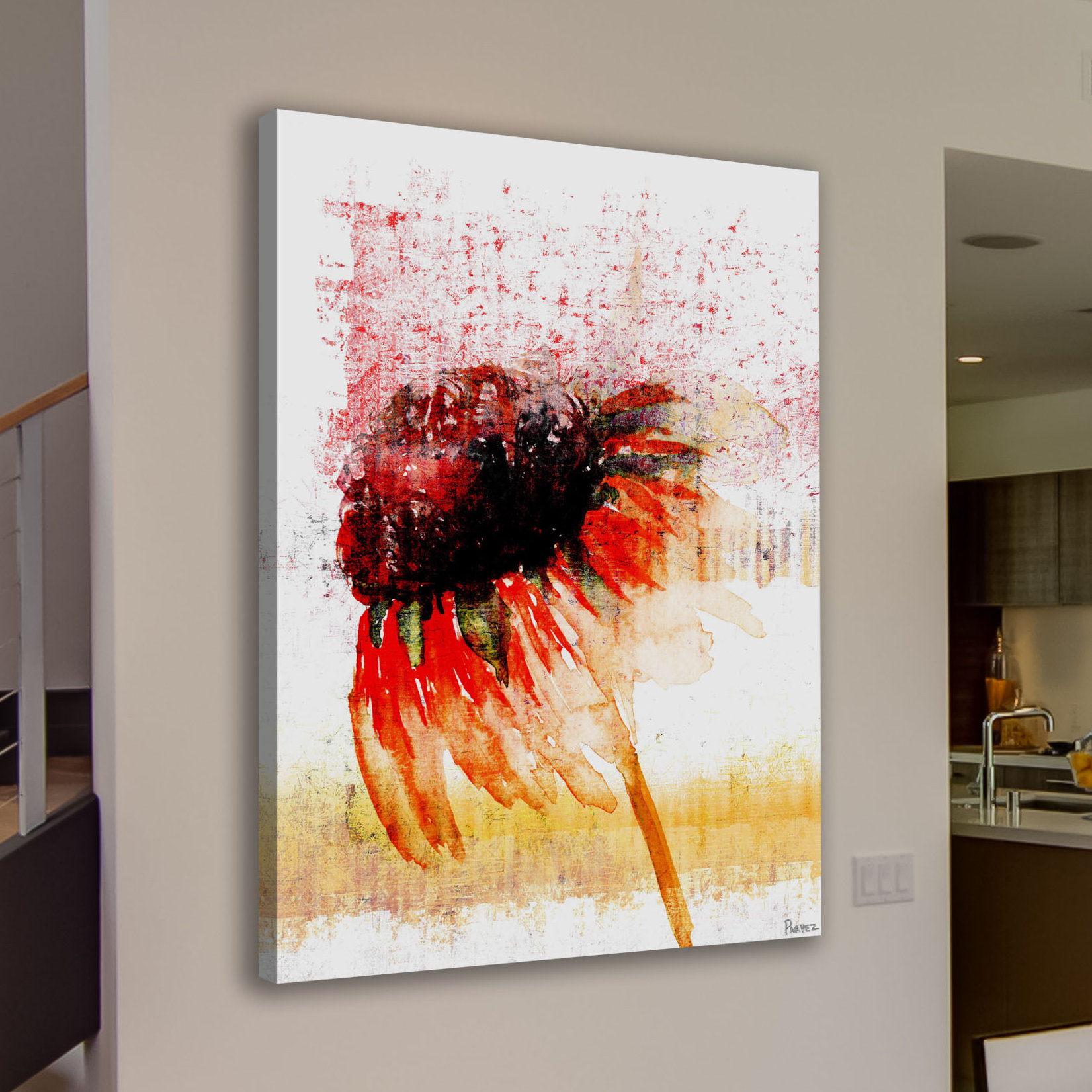Parvez Taj 'Flower 4' by Parvez Taj - Wrapped Canvas Watercolor ...