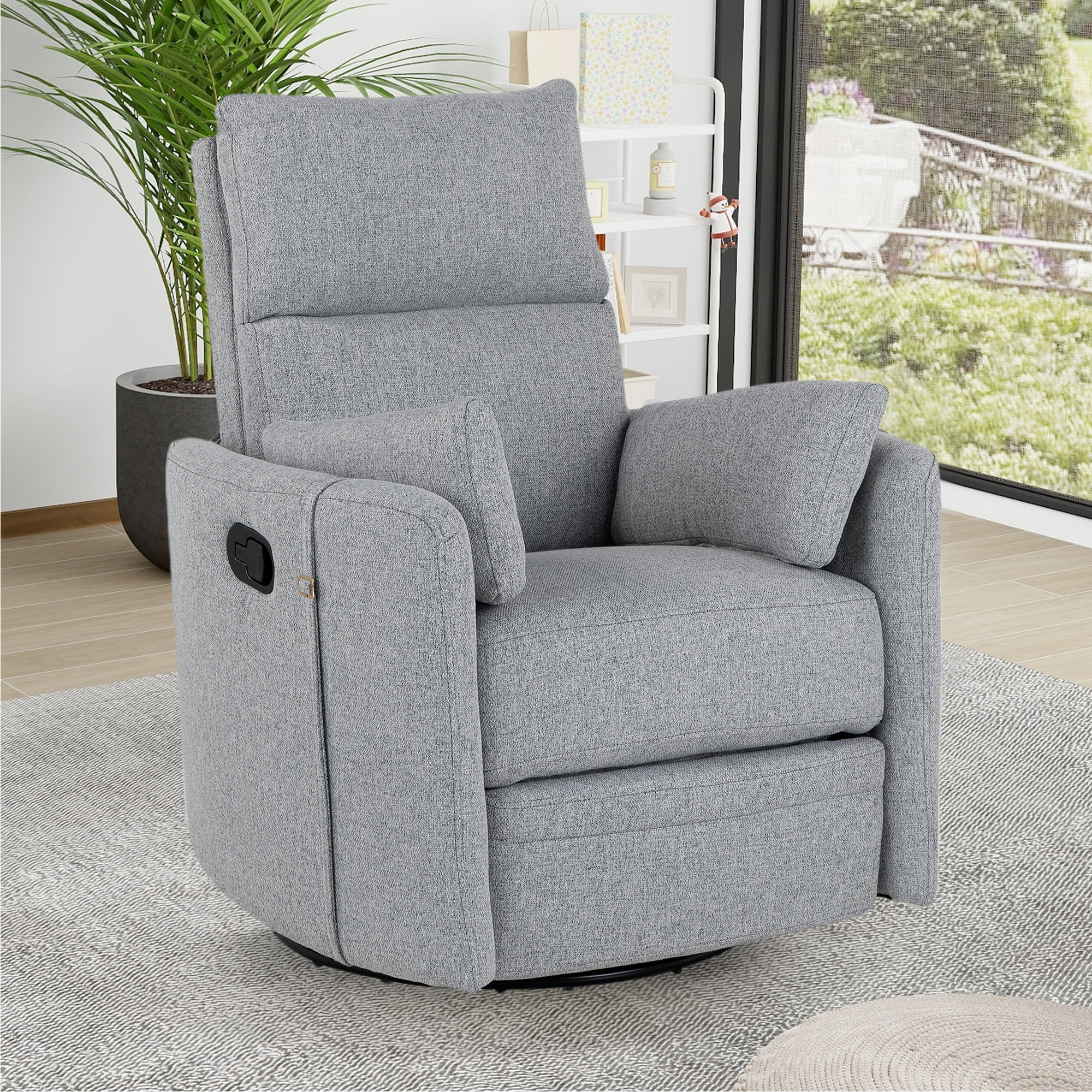 Latitude Run® Rotating Lounge Chair With Soft Cushion, Living Room ...