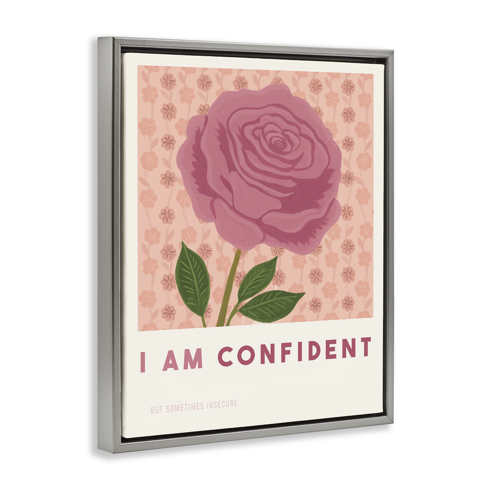 Latitude Run® Rose I Am Confident Affirmation Floating Frame, design by ...