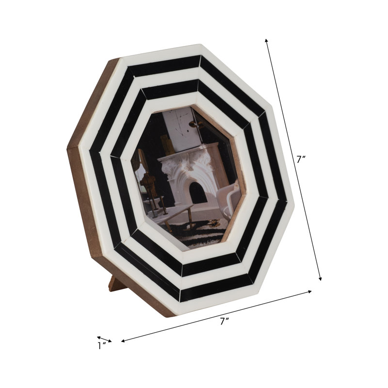 Ebern Designs 4X4 Lines Octagon Photo Frame, Black/White | Wayfair