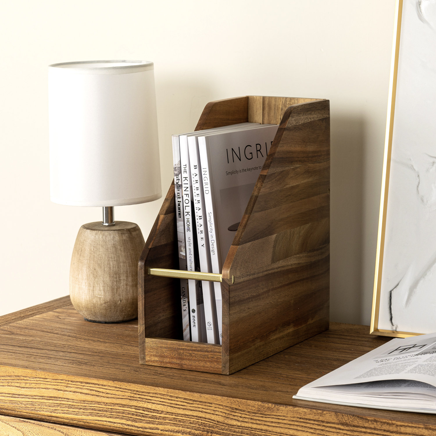 Millwood Pines Acacia Desktop Magazine Rack Holder | Wayfair
