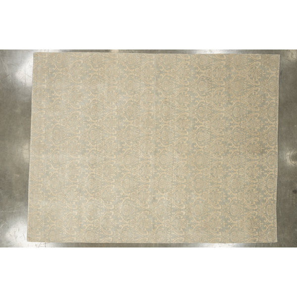 Nashville Rug Gallery Wool Damask Area Rug in Gray/Beige | Perigold