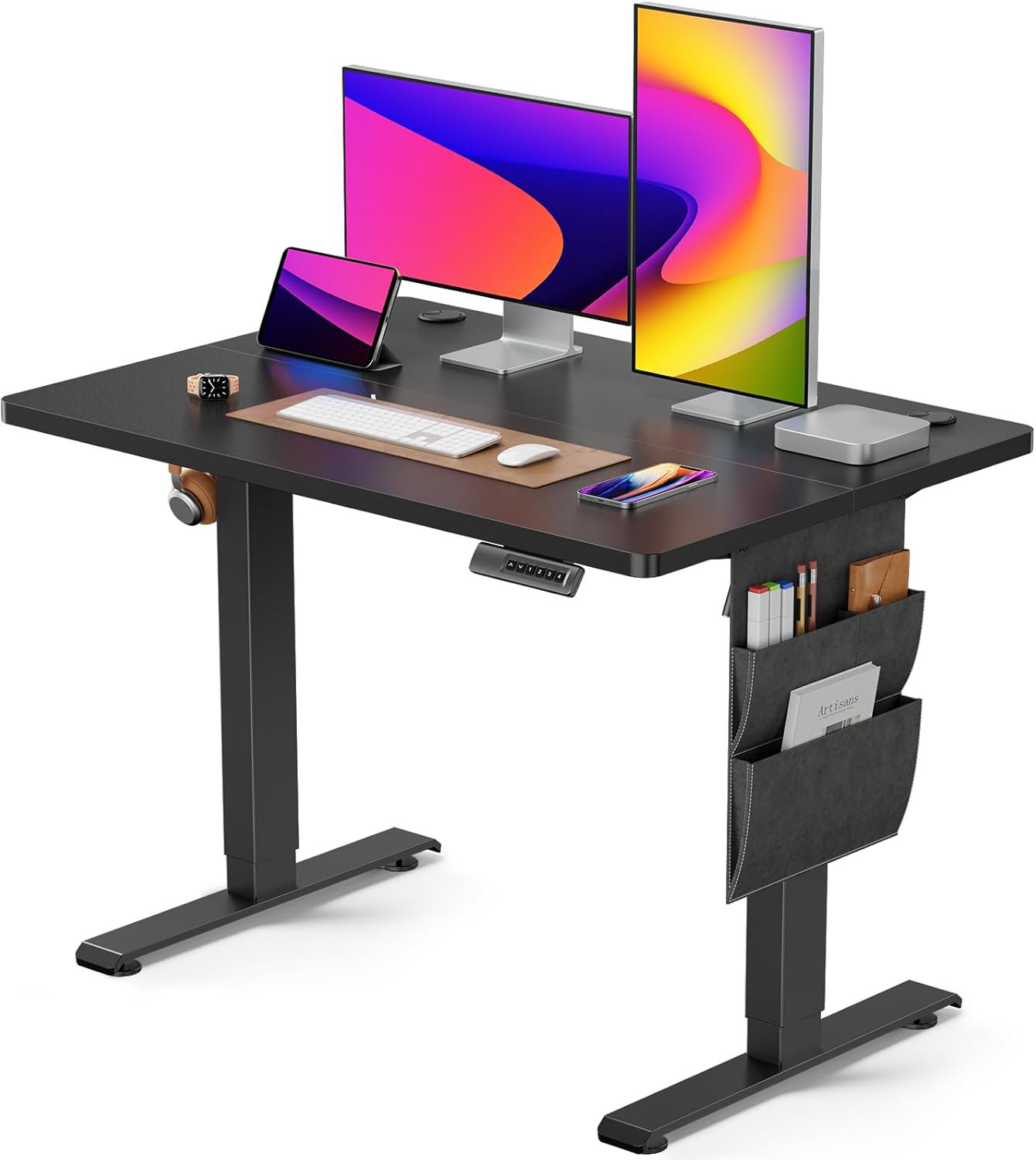 Inbox Zero Electric Adjustable Standing Desk With Storage, Heavy-Duty ...