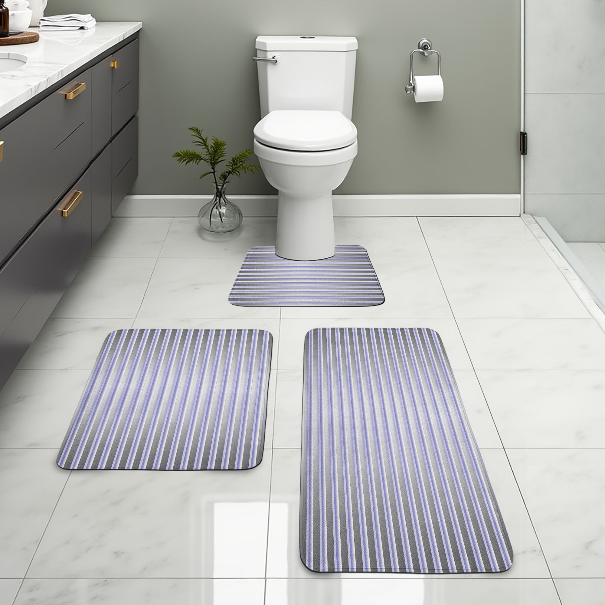 East Urban Home Animation Bathroom Rug Set 3 Pieces U-Shape & Rectangle ...