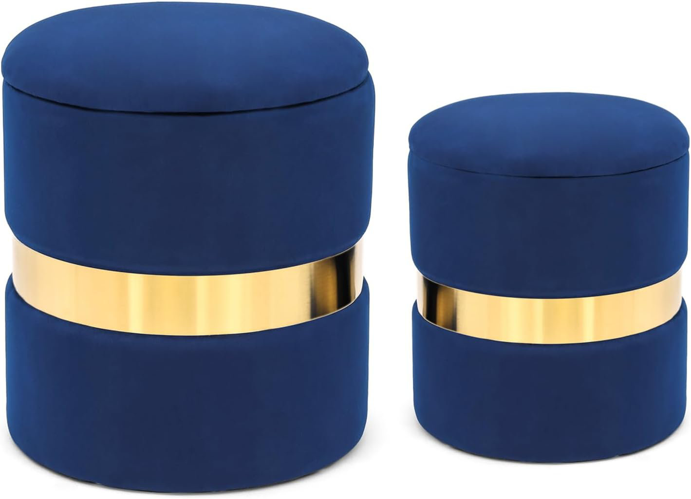 Everly Quinn Round Velvet Storage Ottoman Set Of 2 - Footrest ...
