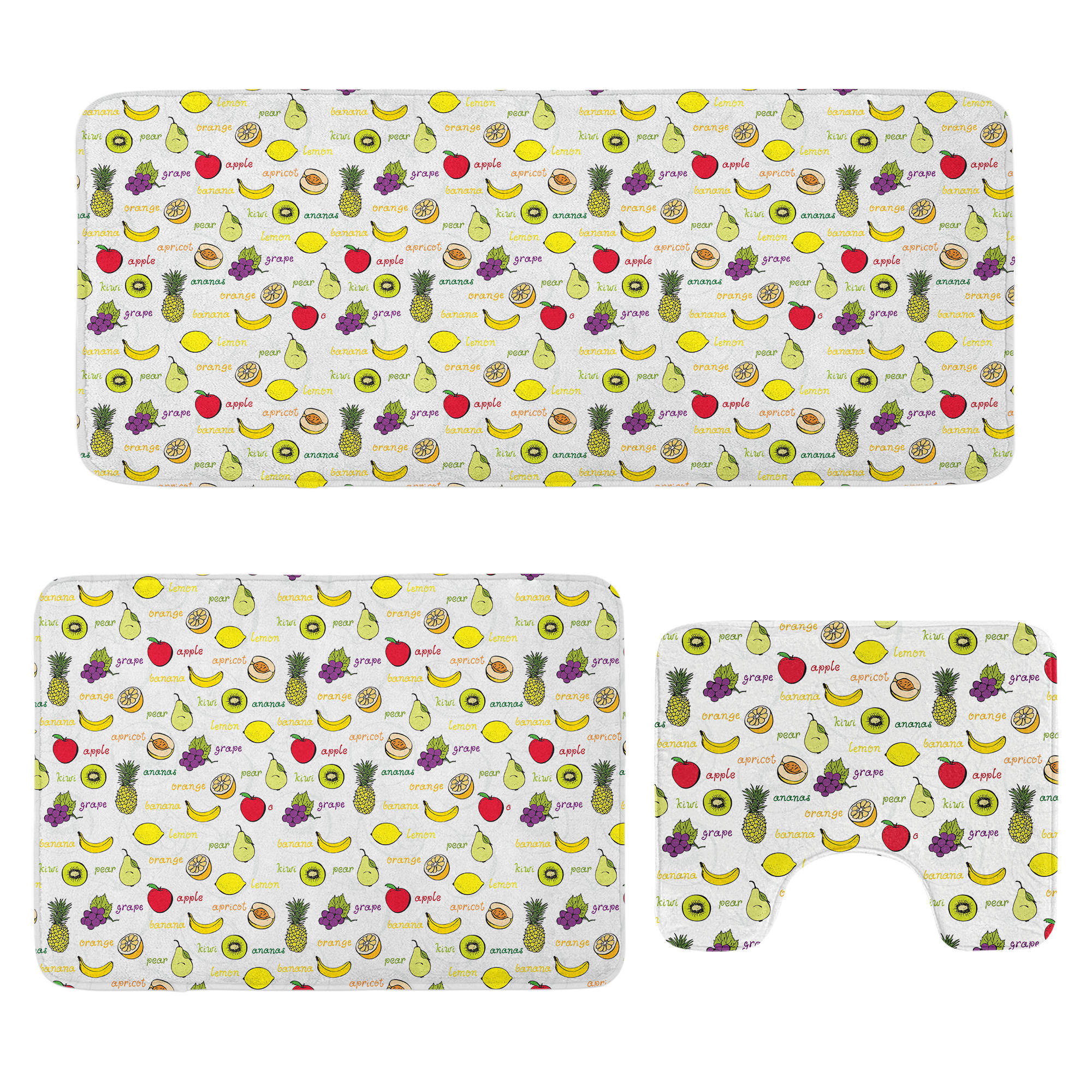 East Urban Home Fruits Bathroom Rug Set 3 Pieces U-Shape & Rectangle ...