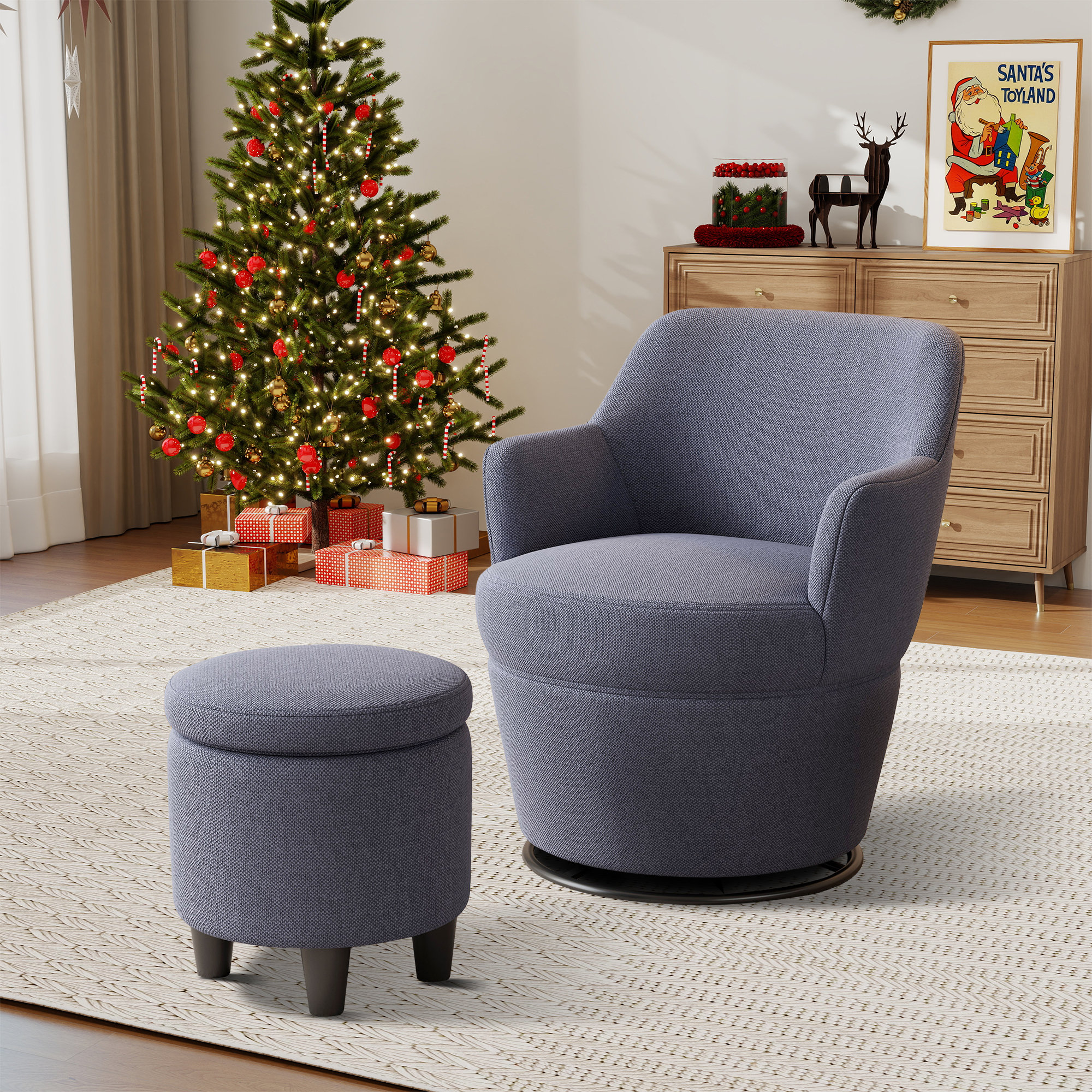 Wrought Studio™ Modern Swivel Accent Chair,360° Swivel Single Sofa ...