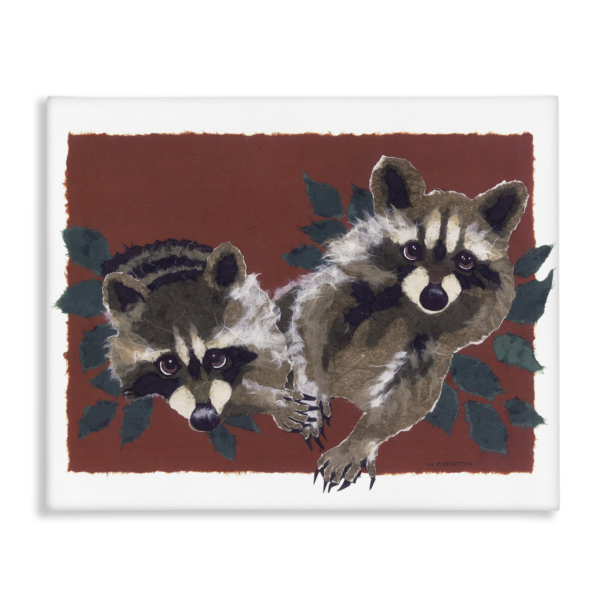 Millwood Pines Two Raccoons & Leaves Canvas Wall Art by Nancy Overton ...