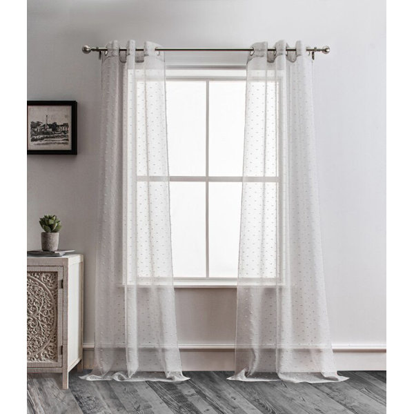 Latitude Run® Set of Two Ribbon Embellished Window Curtain Panels | Wayfair