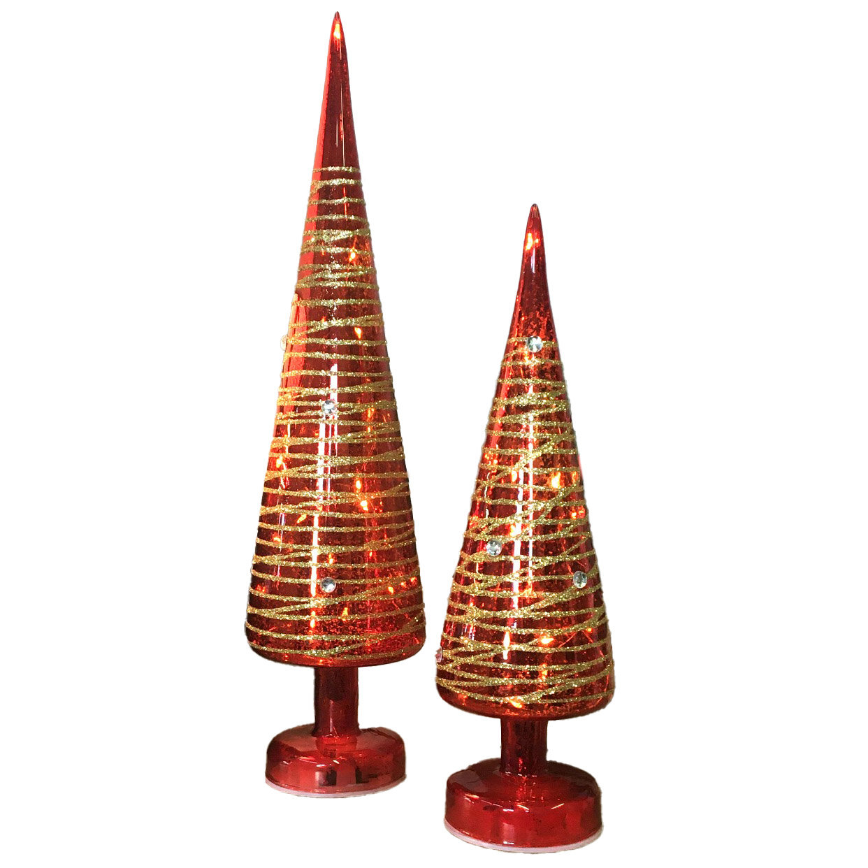 Santa's Workshop Red Glass LED Trees | Wayfair