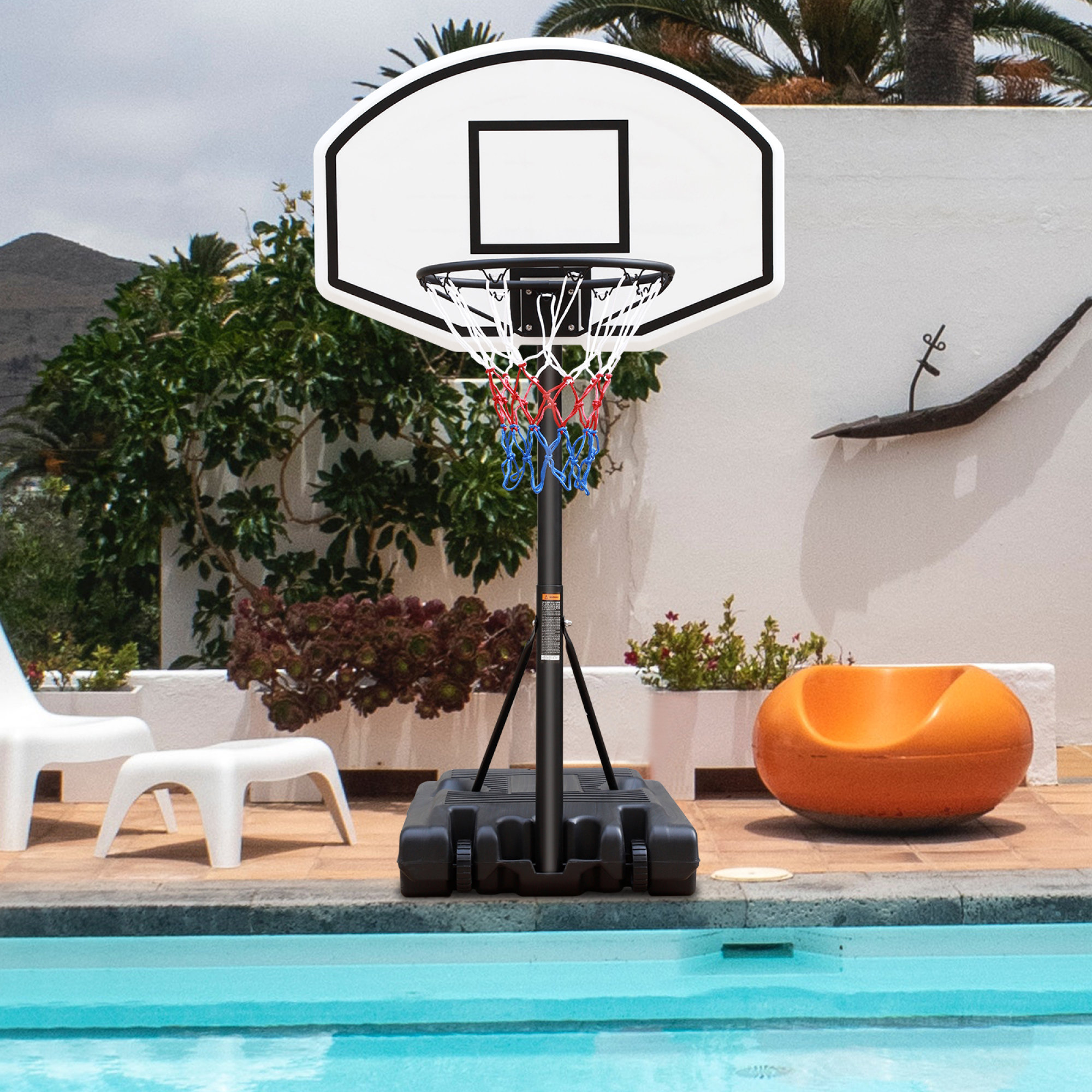 CENSTEEL Height-Adjustable Poolside Basketball Hoop for Kids with ...