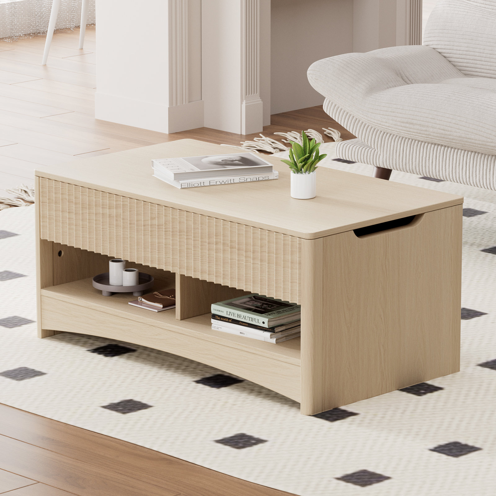 Ebern Designs Modern Lift Top Coffee Table With Storage And Shelf ...