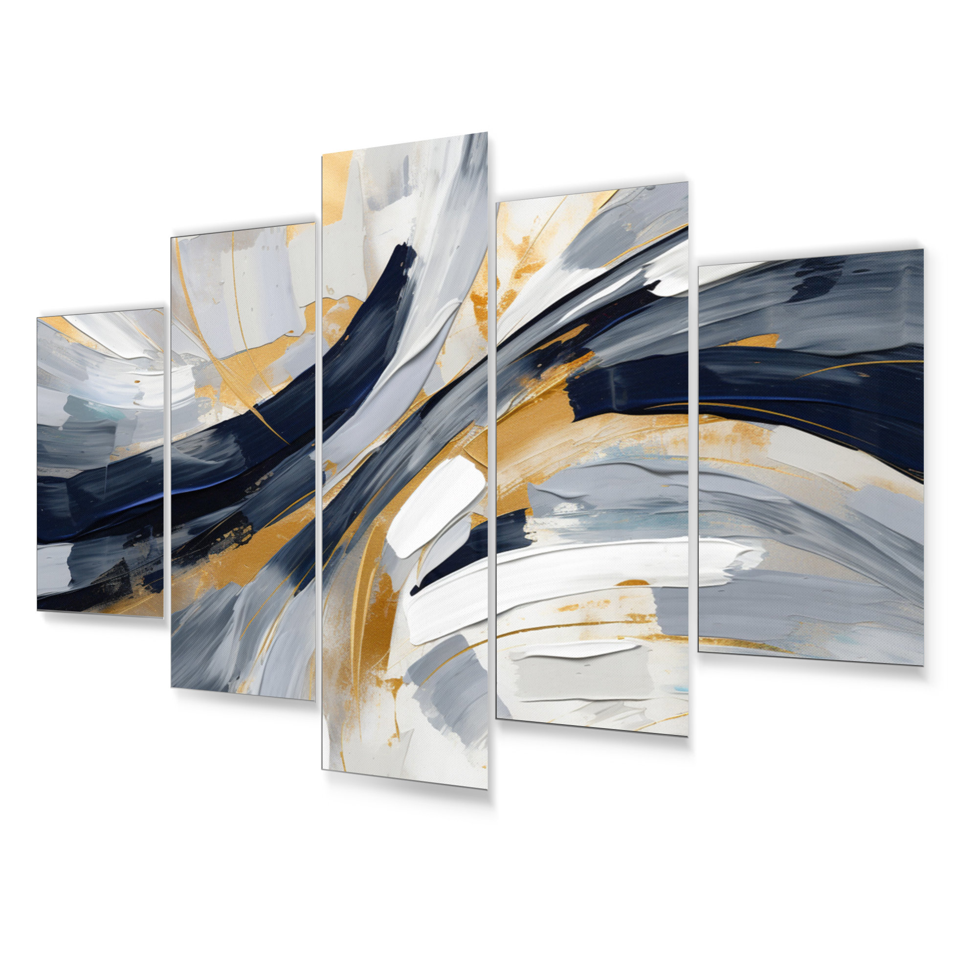 Mercer41 Grey Gold Transcendent Impressions V - Abstract Shapes Metal ...