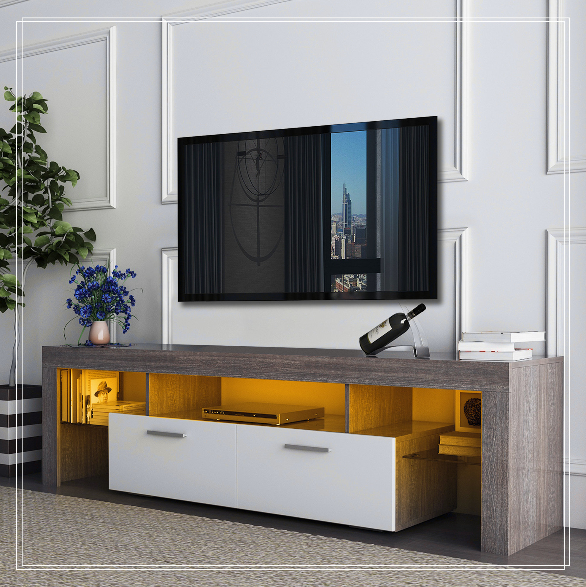 Ivy Bronx simple modern TV cabinet floor cabinet floor TV wall cabinet ...