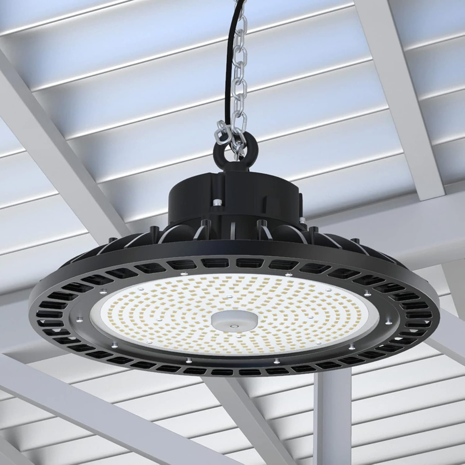 Wen Lighting Dimmable Round LED UFO High Bay Ceiling Light Shoplight ...