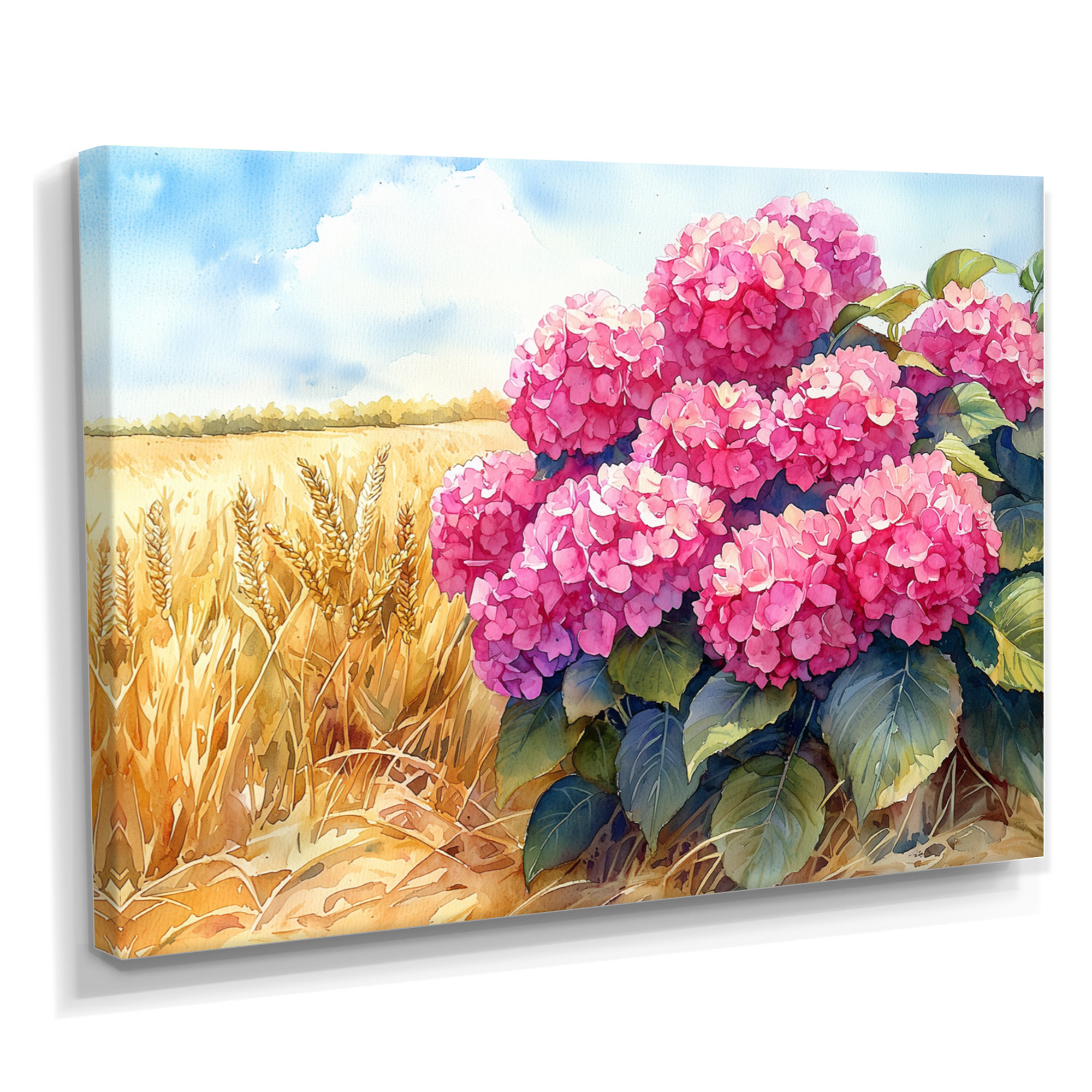 Lark Manor™ Hydrangeas In The Grain Field I - Hydrangea Wall Art for ...