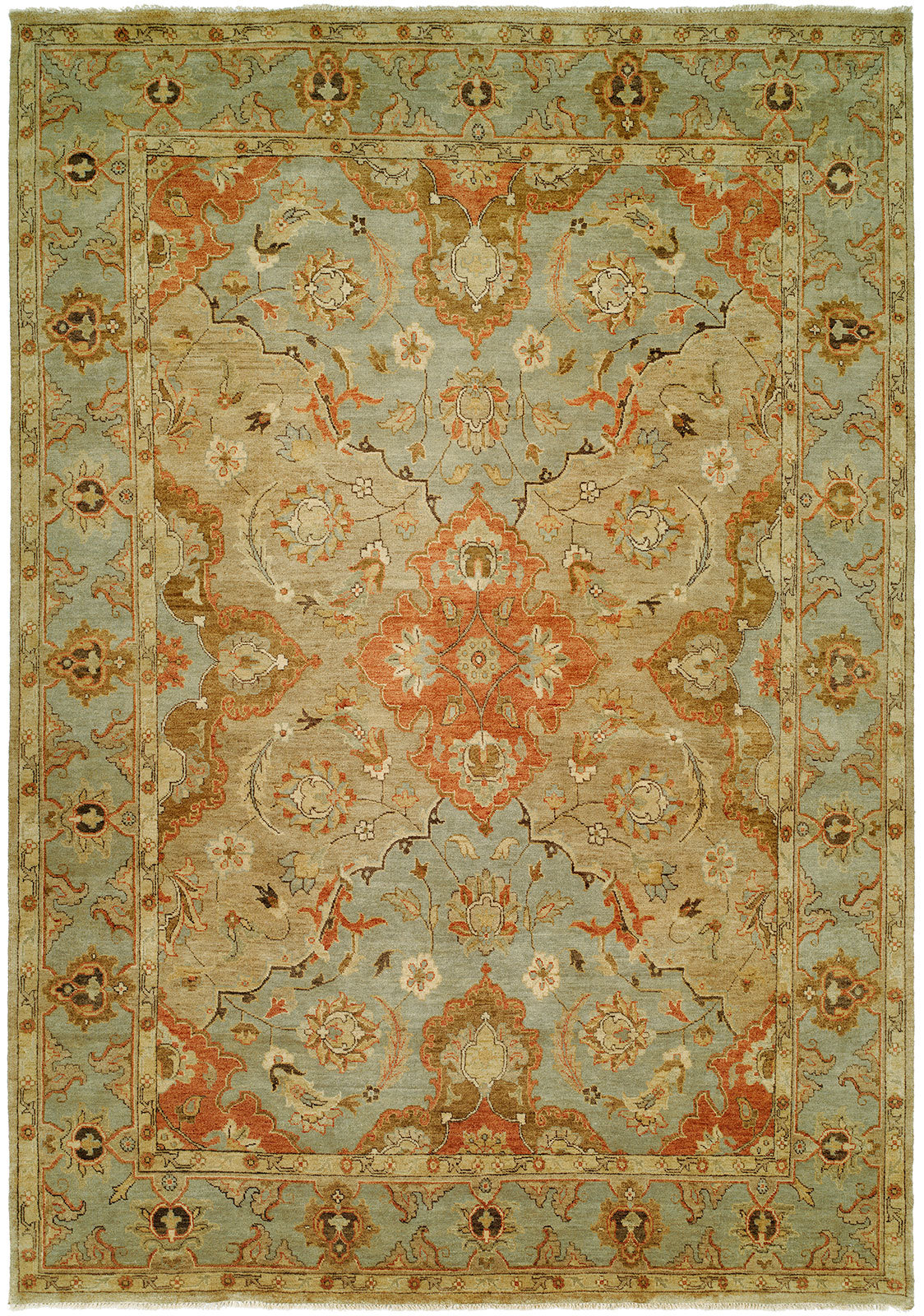Madison Couture Rugs Oriental Hand Knotted Wool Beige, Blue and Rust ...