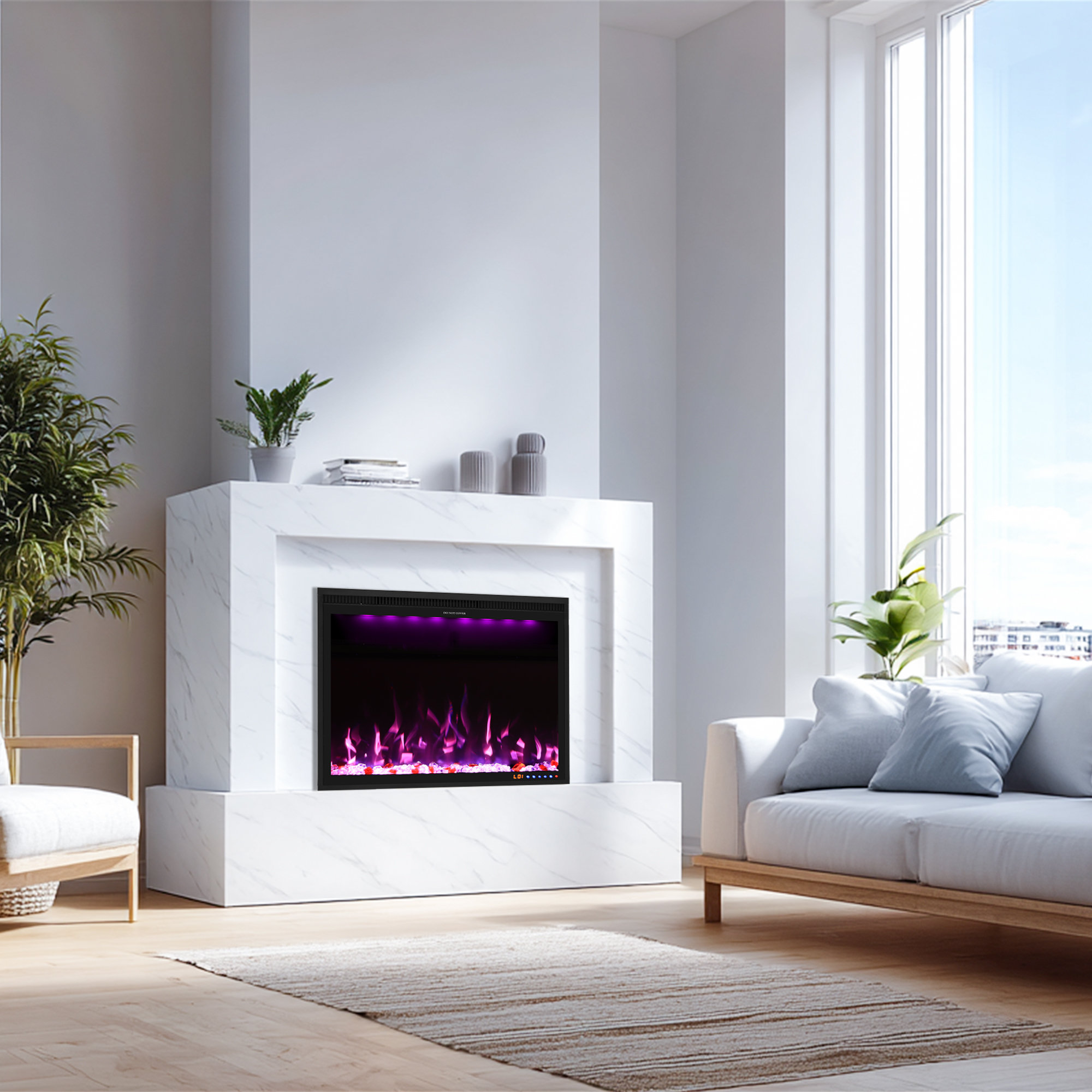 Metro Lane Electric Fireplace with App Control and 13 Flame&Fuel bed ...