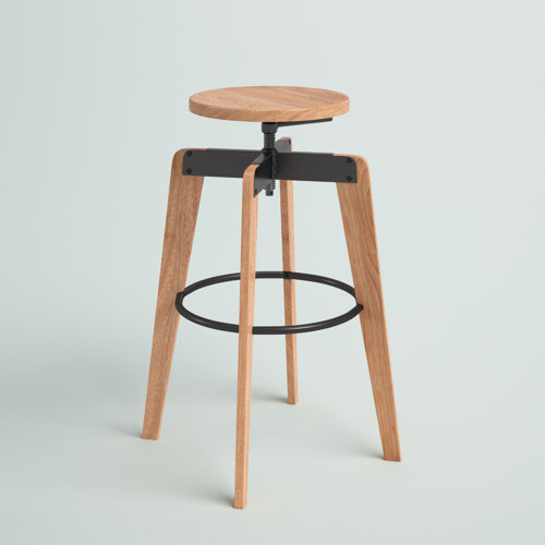 Steelside™ Hull Solid Wood Adjustable Height Stool & Reviews | Wayfair
