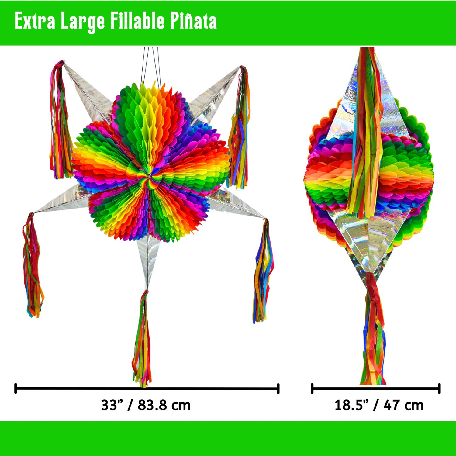 Stack man Star Pinata (33" Jumbo) With 30-Ft Rope | Rainbow Piñata ...