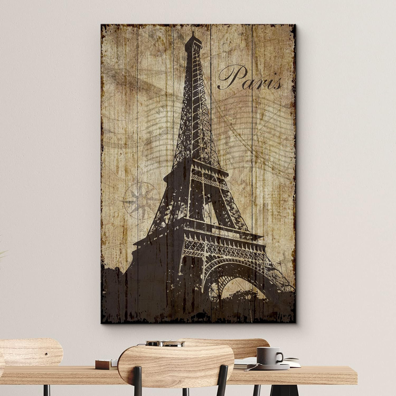 IDEA4WALL Rustic Bevera "Antique Wood Effect Eiffel Tower In Paris ...