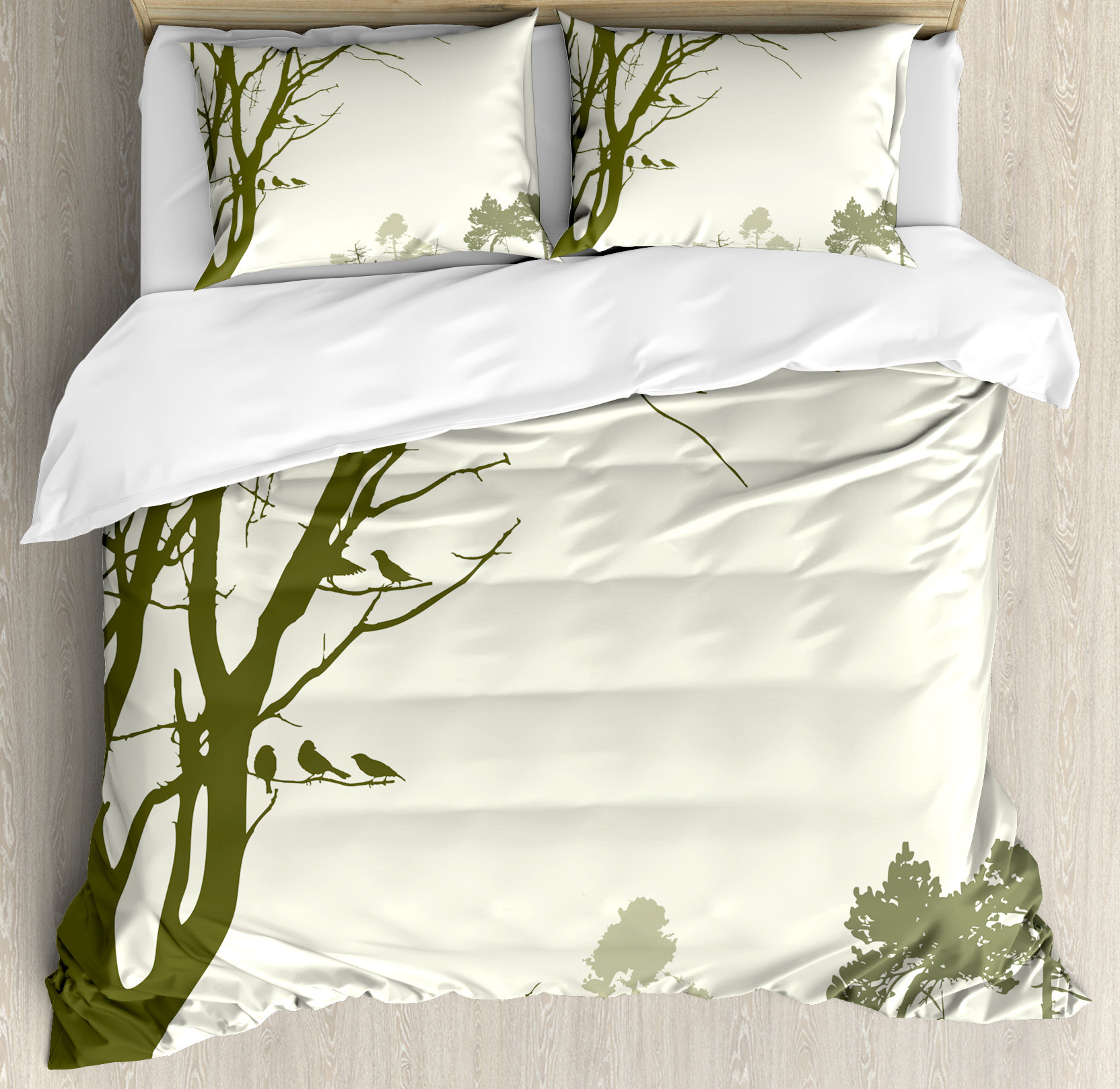 Ambesonne Apartment Nature Theme the Panorama of a Forest Pattern Birds ...