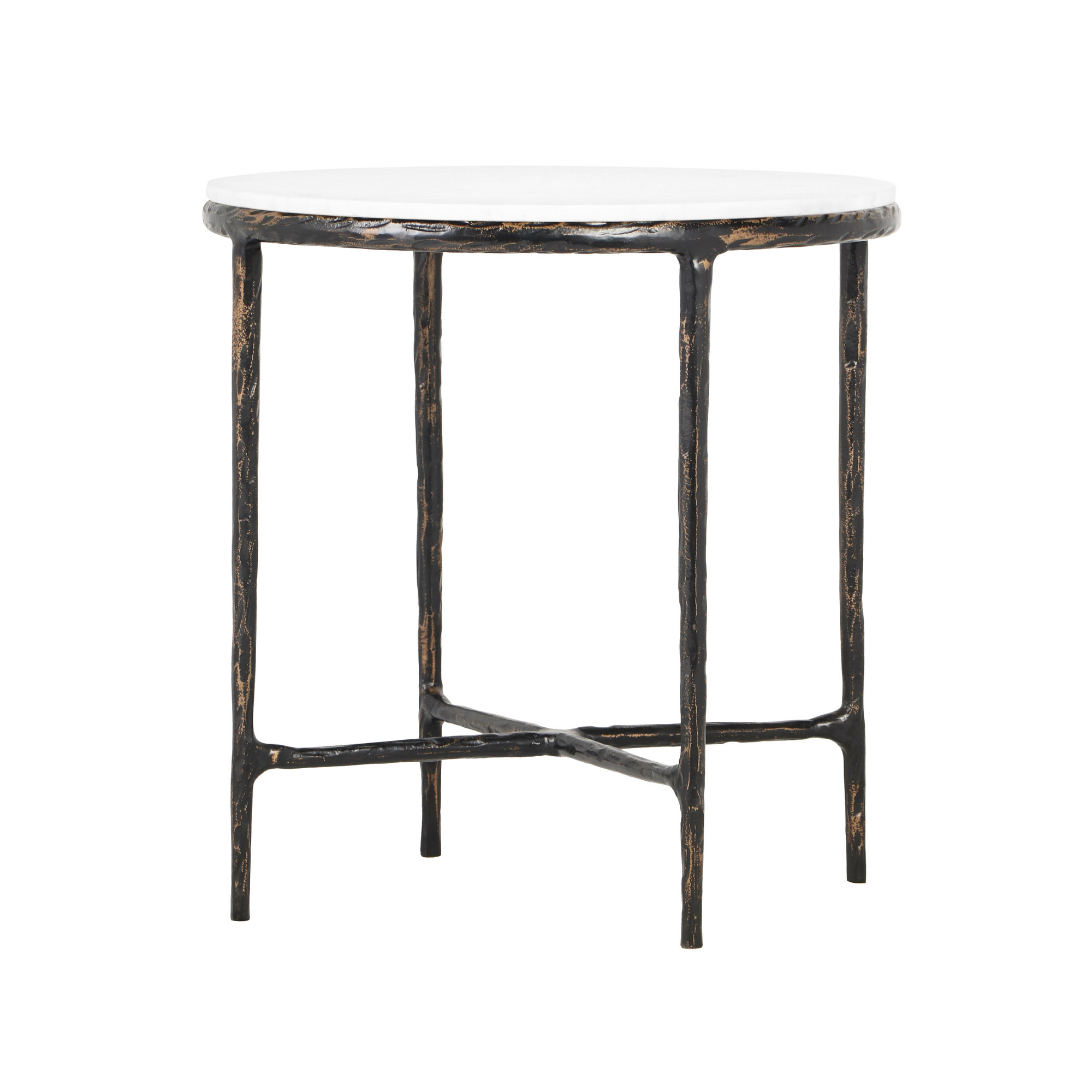 Everly Quinn Naquita Modern Bronzed Metal Round Side Table | Wayfair