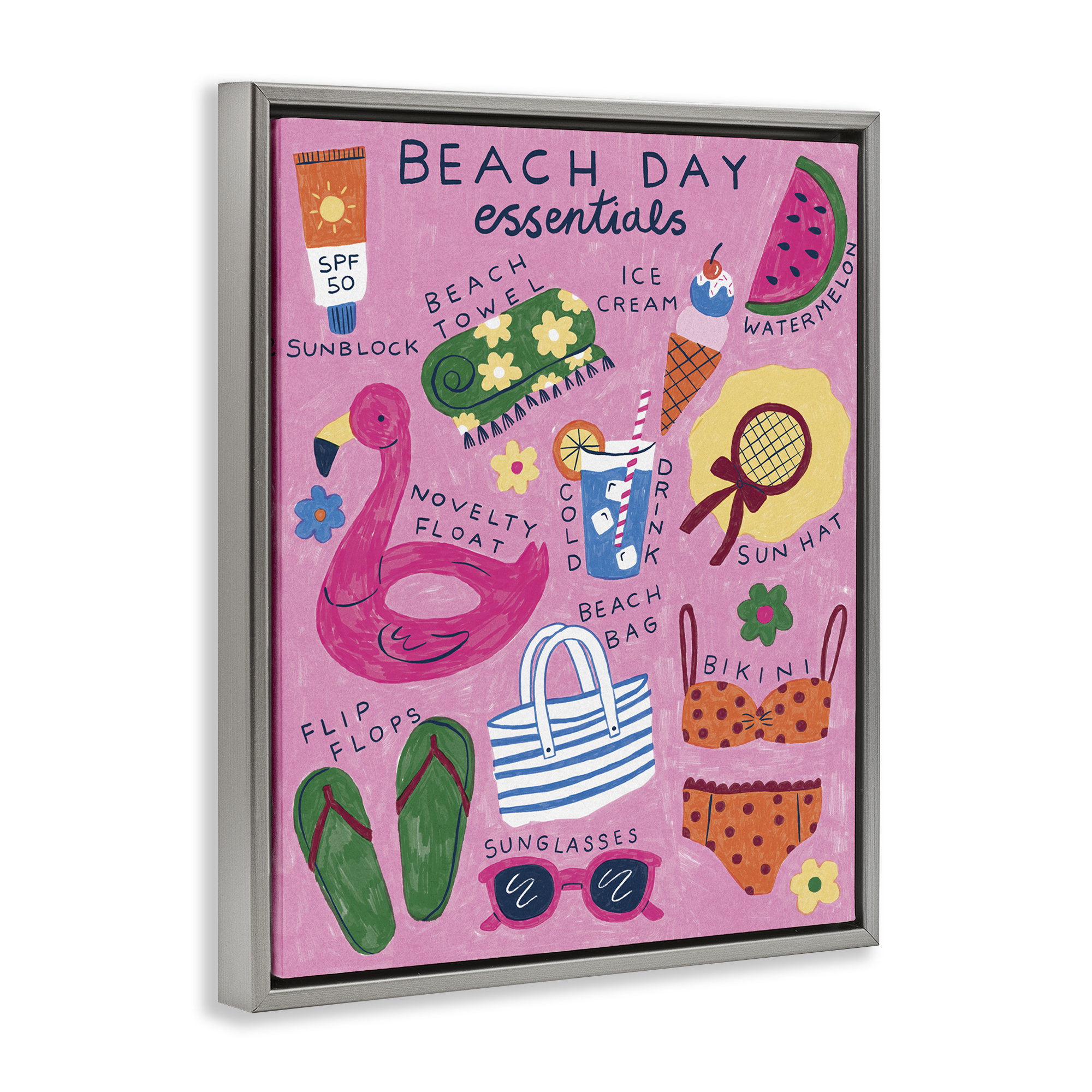 Beachcrest Home™ Beach Day Essentials Canvas Wall Art by Lisa Barlow ...