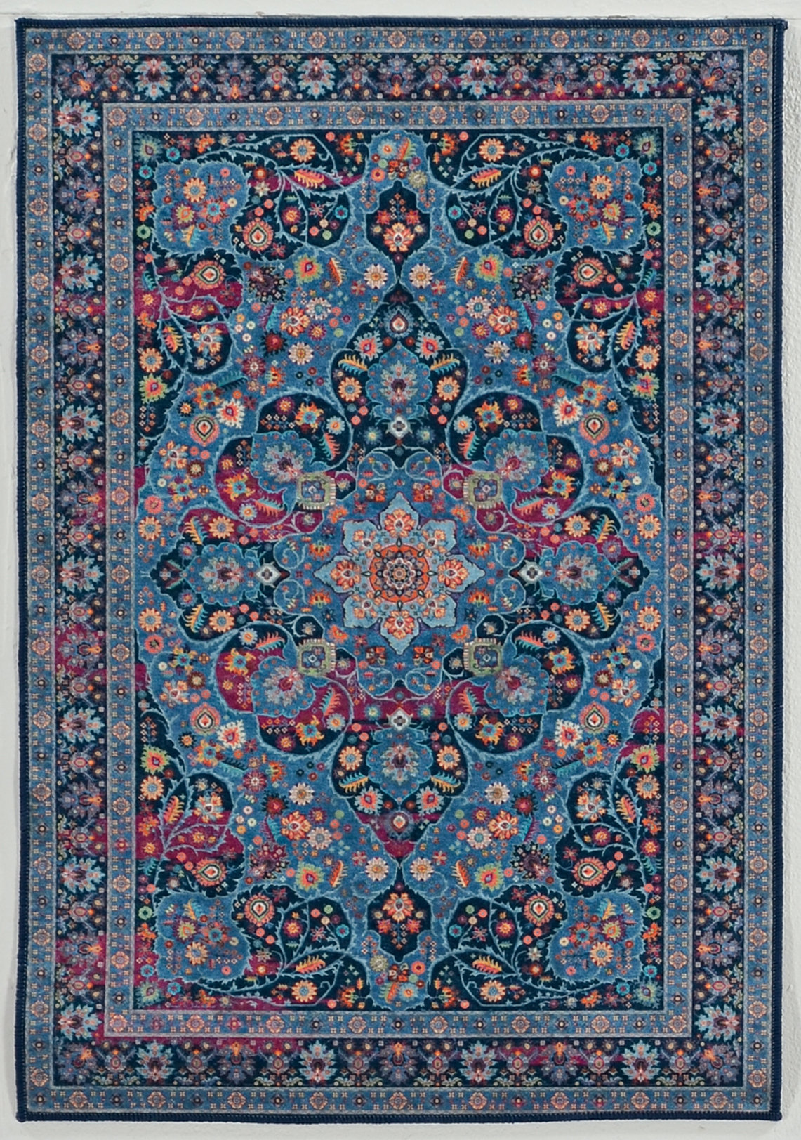 Bungalow Rose Breedlove Traditional Machine Woven Flatweave Blue and ...