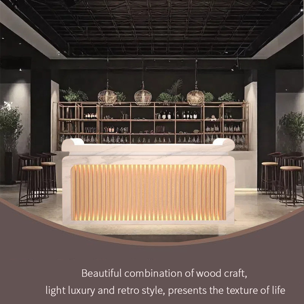 KPXU Bar Counter 86.61-Inch Vintage Front Desk Bar Counter | Wayfair