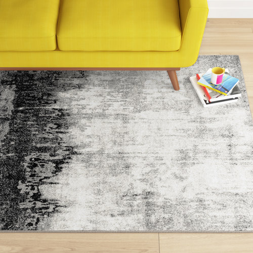 Wrought Studio Virginia Performance Black/Gray Rug & Reviews | Wayfair