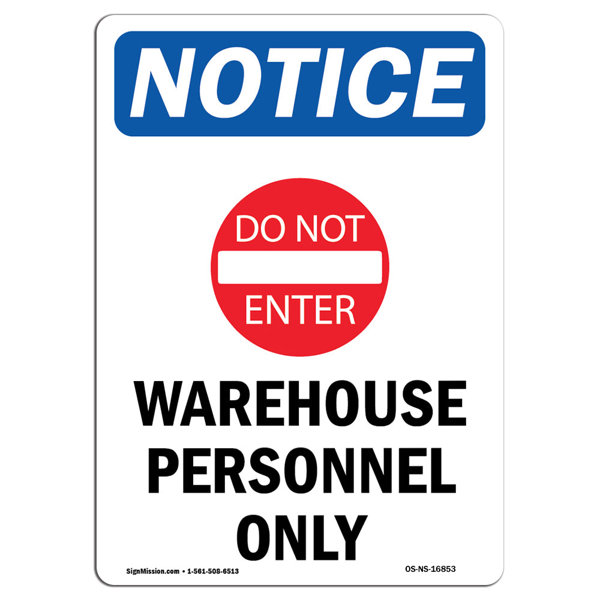SignMission Warehouse Personnel Sign with Symbol | Wayfair