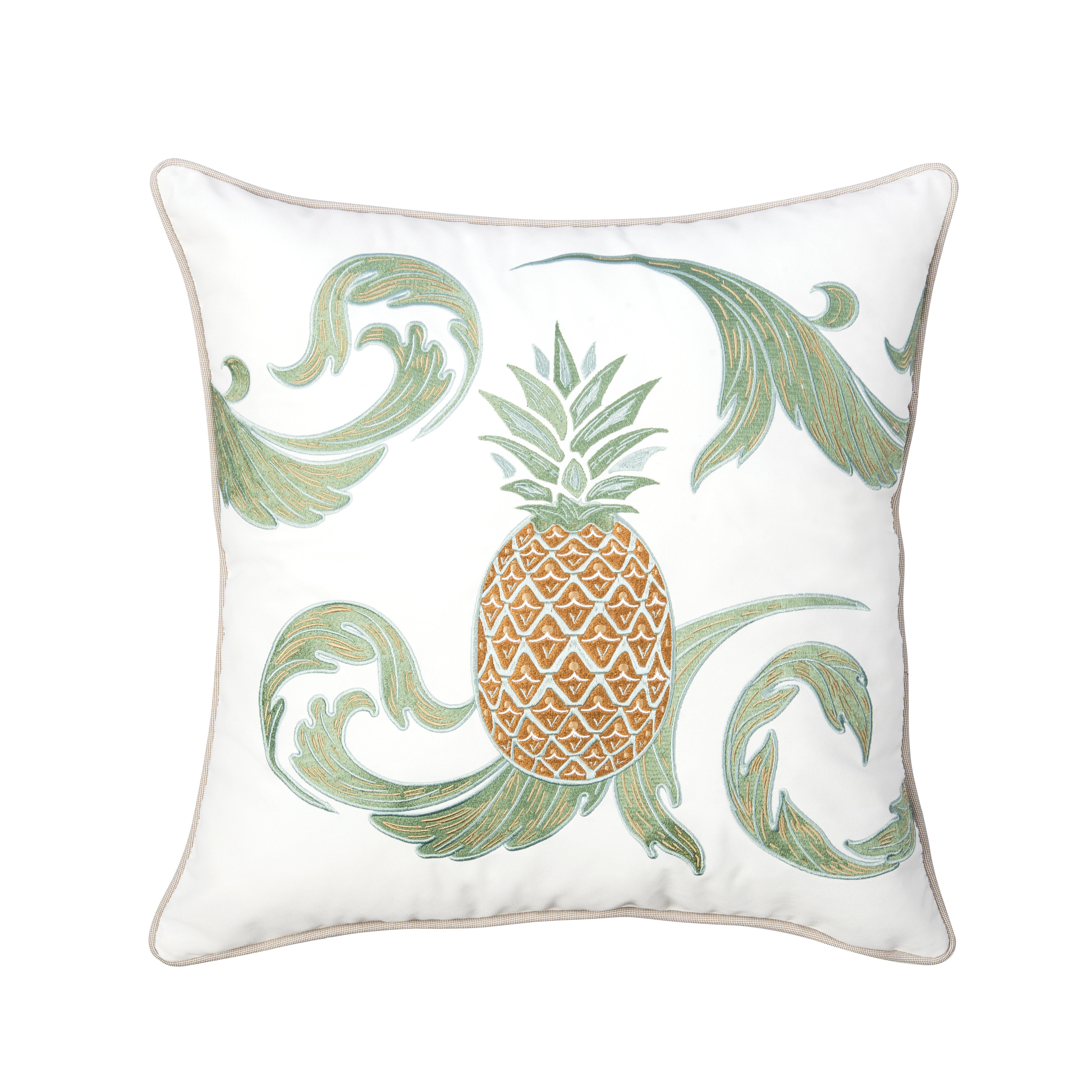 Rightside Design Pineapple Acanthus Indoor/Outdoor White Pillow | Wayfair