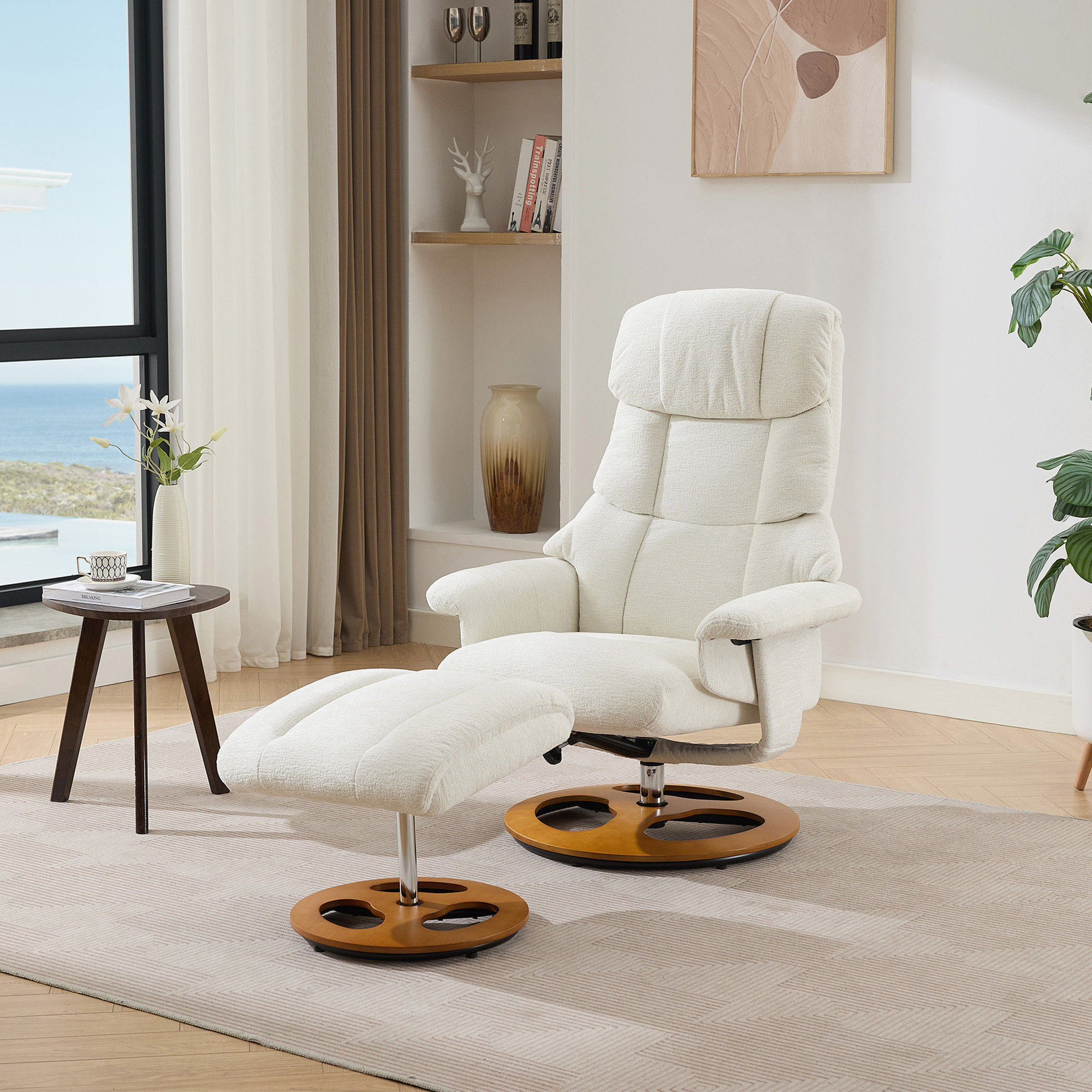 KAQCVIN Ergonomic Recliner Chair With Ottoman, Footstool, Chenille ...