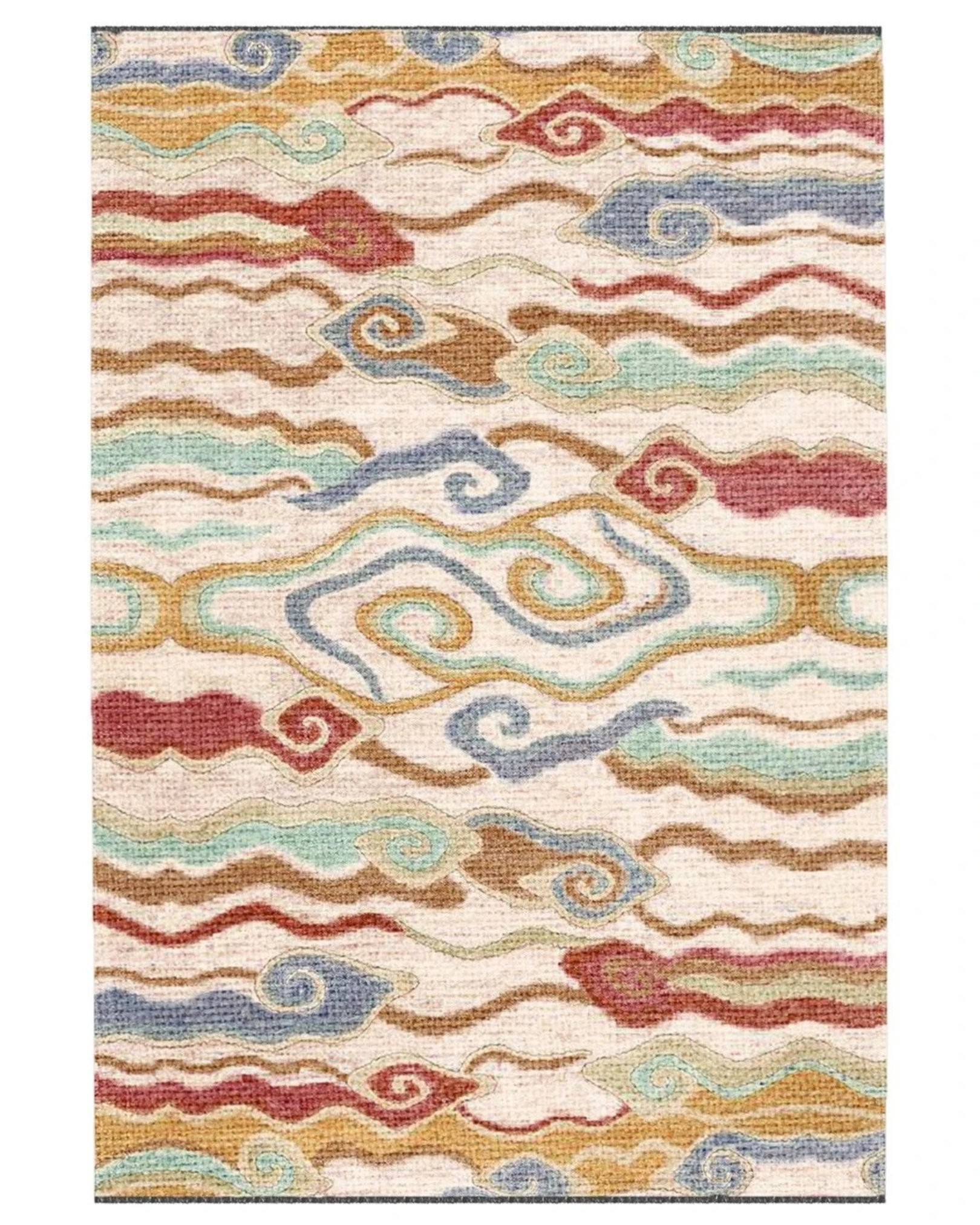 Dakota Fields Shane Geometric Cream Machine Woven Cotton Polyester Area ...