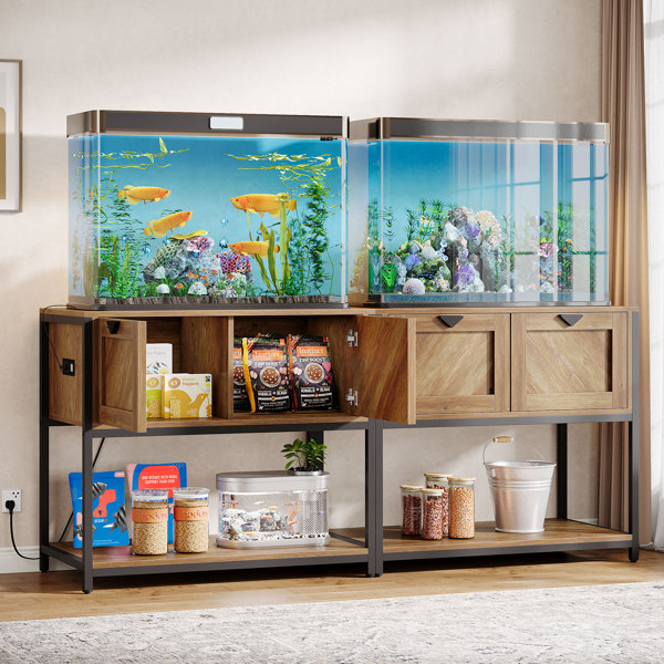 17 Stories Heavy Duty Aquarium Stand with Power Outlets, 10-37 Fish ...