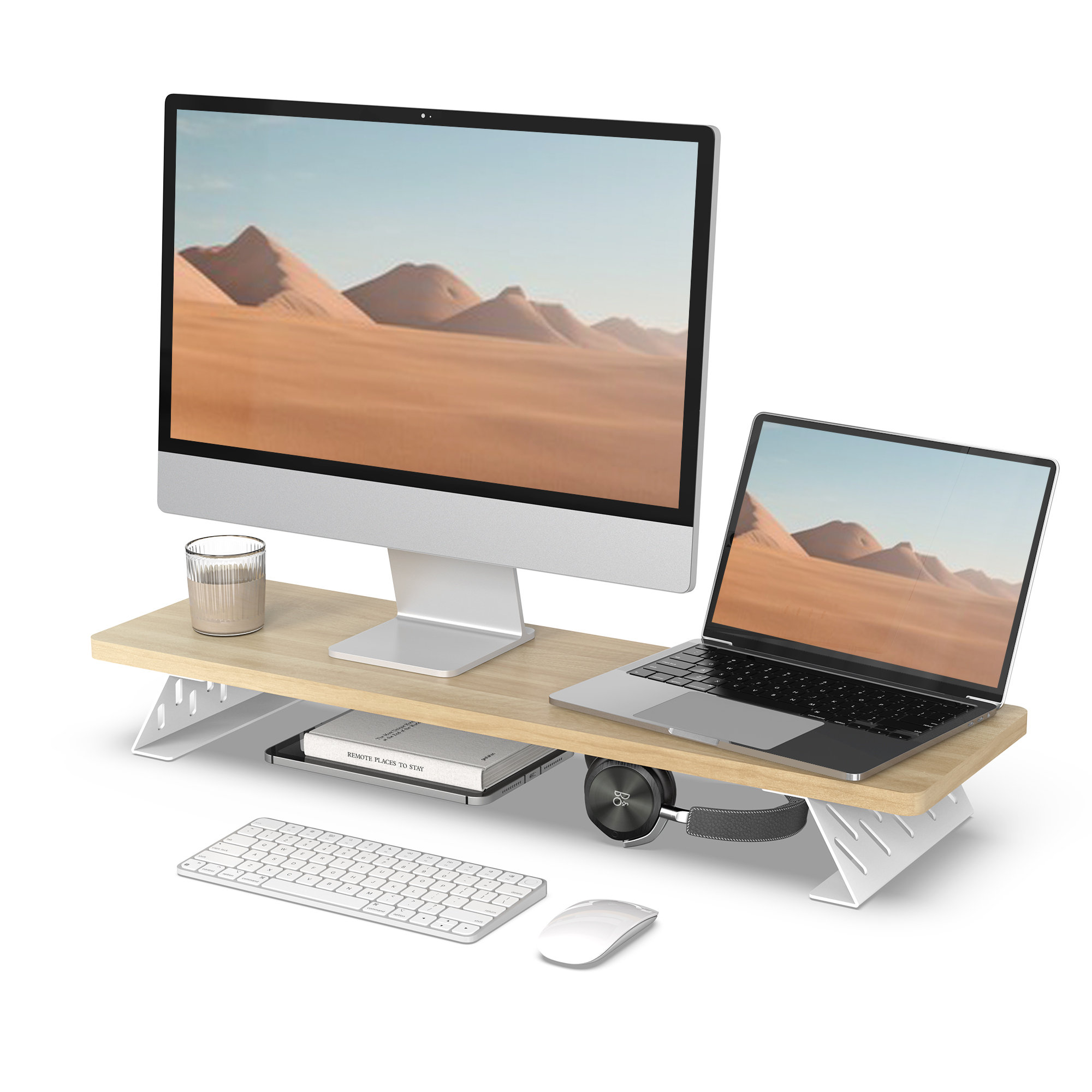 17 Stories 32 inch Desk Top Monitor Stand for 2 Monitors - Wayfair Canada